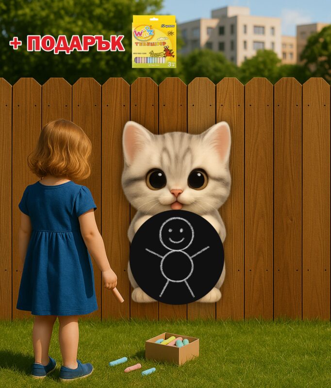 Фигура с черна дъска за рисуване КОТЕ - Miky.BG