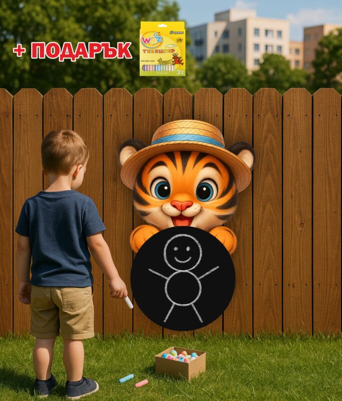 Фигура с черна дъска за рисуване ТИГЪРЧЕ - Miky.BG